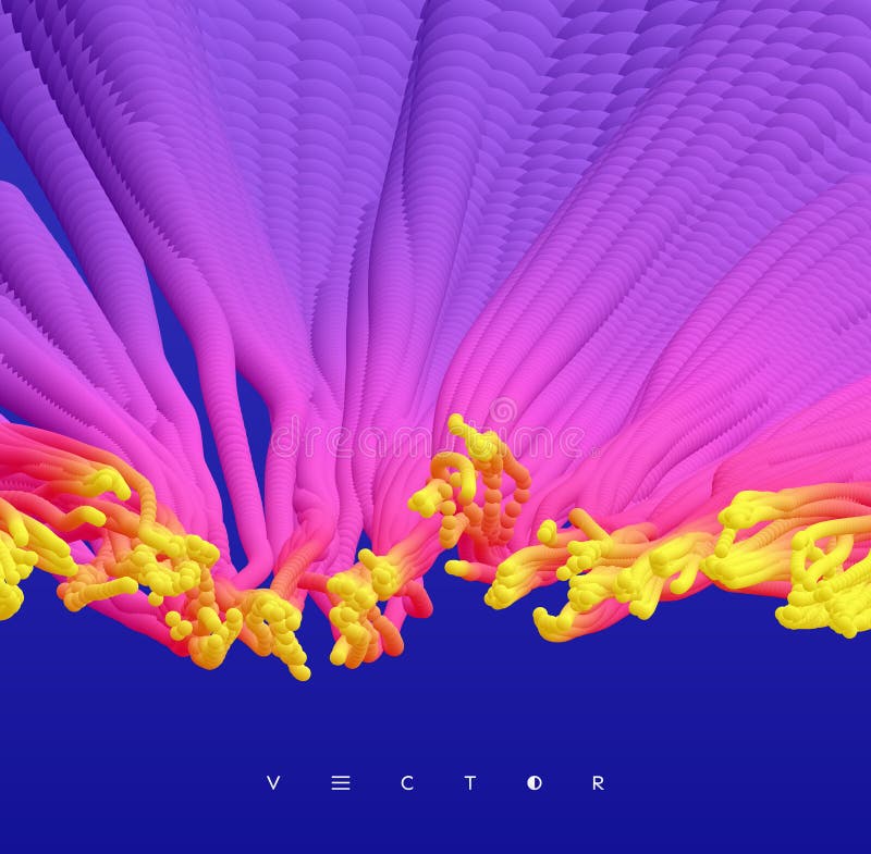 Array with Dynamic Particles. 3D Technology Style. Abstract Background ...