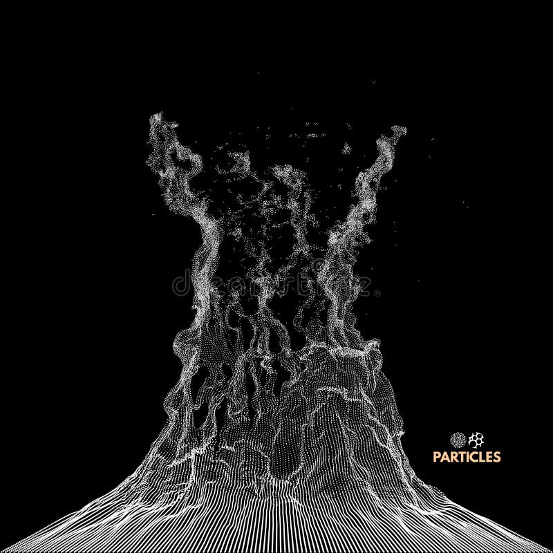 Array With Dynamic Emitted Particles Water Splash Imitation Abstract