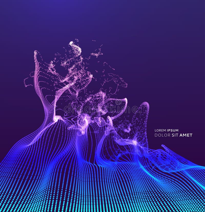 Array with Dynamic Emitted Particles. Water Splash Imitation. Abstract ...