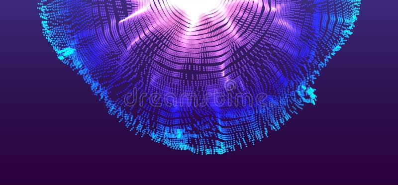 Array with Dynamic Particles. 3D Technology Style. Abstract Background ...