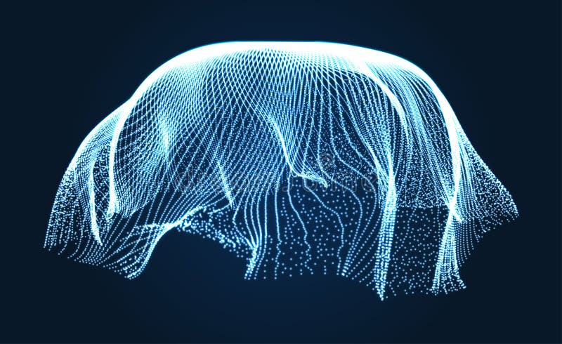 Array with Dynamic Particles. 3D Technology Style. Abstract Background ...