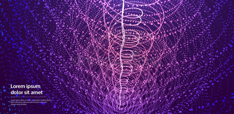 Array With Dynamic Particles Swirl With Connected Dots Abstract Science Or Technology