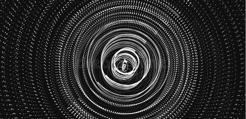Array With Dynamic Particles Swirl With Connected Dots Abstract Science Or Technology