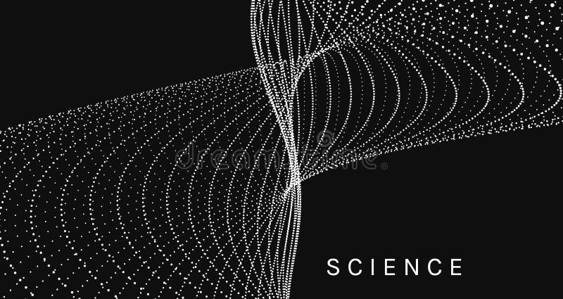 Array With Dynamic Particles Swirl With Connected Dots Abstract Science Or Technology