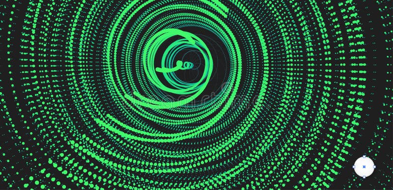 Array With Dynamic Particles Swirl With Connected Dots Abstract Science Or Technology