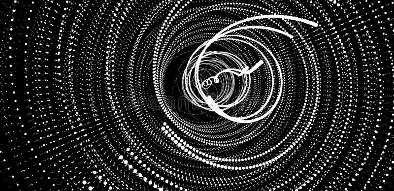 Array With Dynamic Particles Swirl With Connected Dots Abstract Science Or Technology