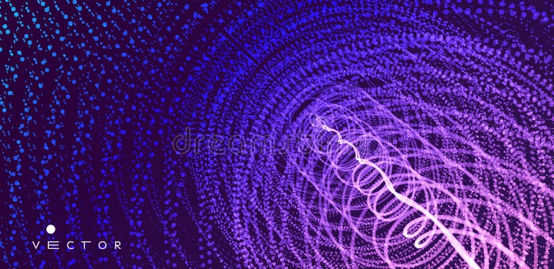 Array With Dynamic Particles Swirl With Connected Dots Abstract Science Or Technology