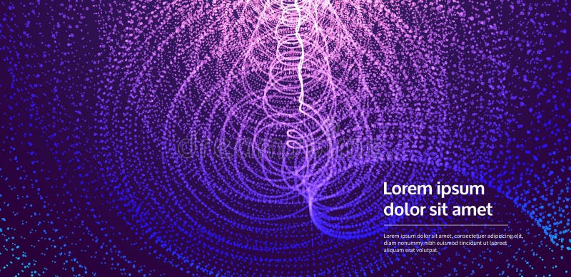Array With Dynamic Particles Swirl With Connected Dots Abstract Technology Background 3d