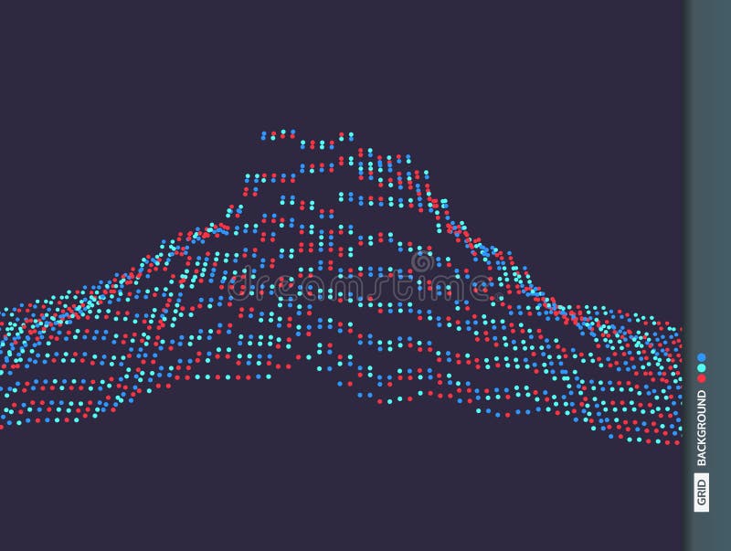 Array with Dynamic Particles. Vector Sound Wave. 3d Technology Style ...