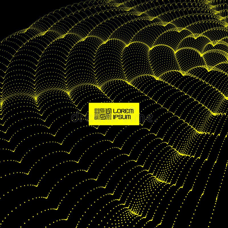 Array With Dynamic Particles Wavy Grid Background Stock Vector