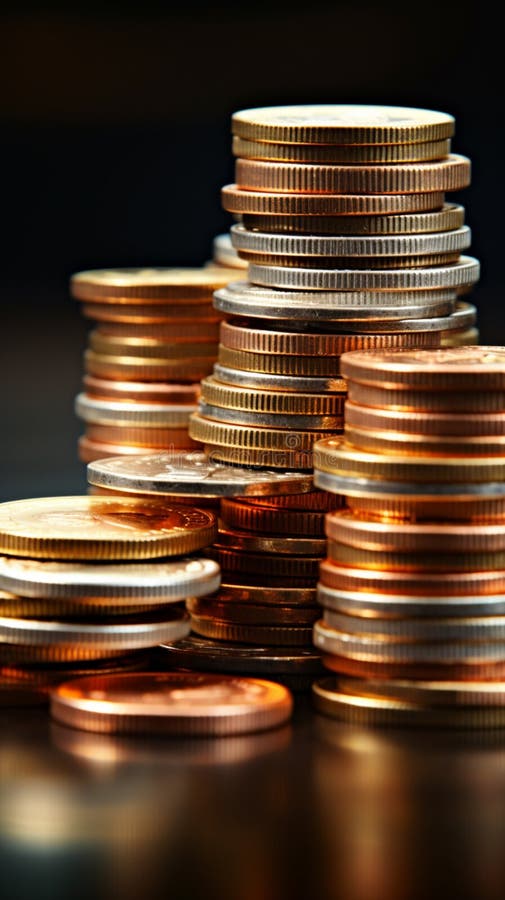 Array of Euro Coins Stack in Distinct Poses, Forming an Intricate ...