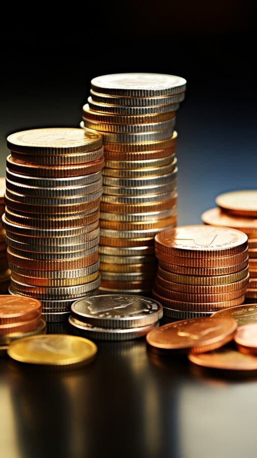 Array of Euro Coins Stack in Distinct Poses, Forming an Intricate ...