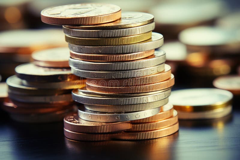 Array of Euro Coins Stack in Distinct Poses, Forming an Intricate ...