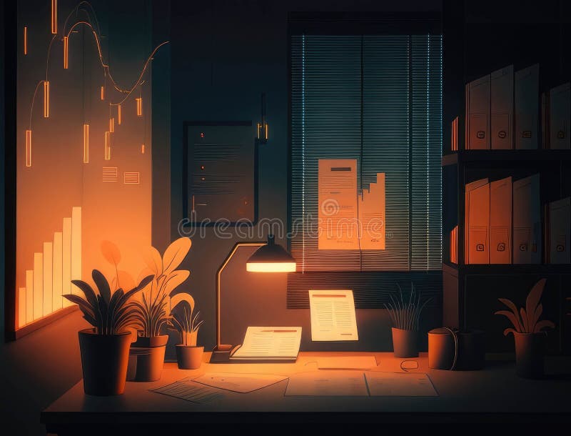 An Array of Financial Papers and Graphs Glowing Under the Lights of a ...