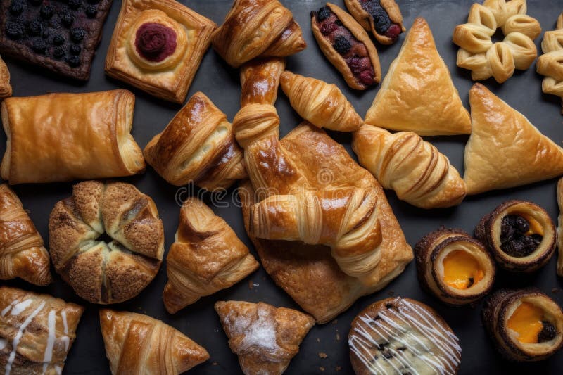 Array of Flaky Puff Pastries and Turnovers, in Variety of Shapes and ...