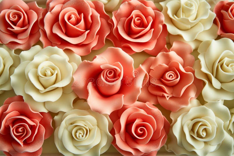 Array of Fondant Roses in a Box Stock Image - Image of colors, edible ...