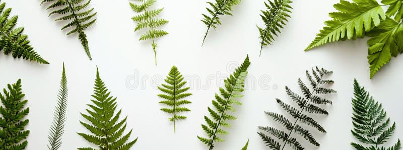 An Array of Fresh Fern Leaves, Each Isolated on a Transparent ...