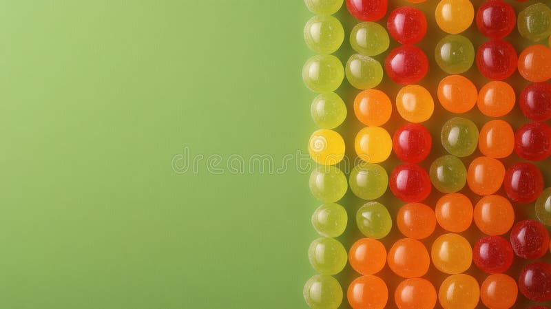 Colorful Assortment Fruit Flavored Candies Scattered Vibrant Green ...