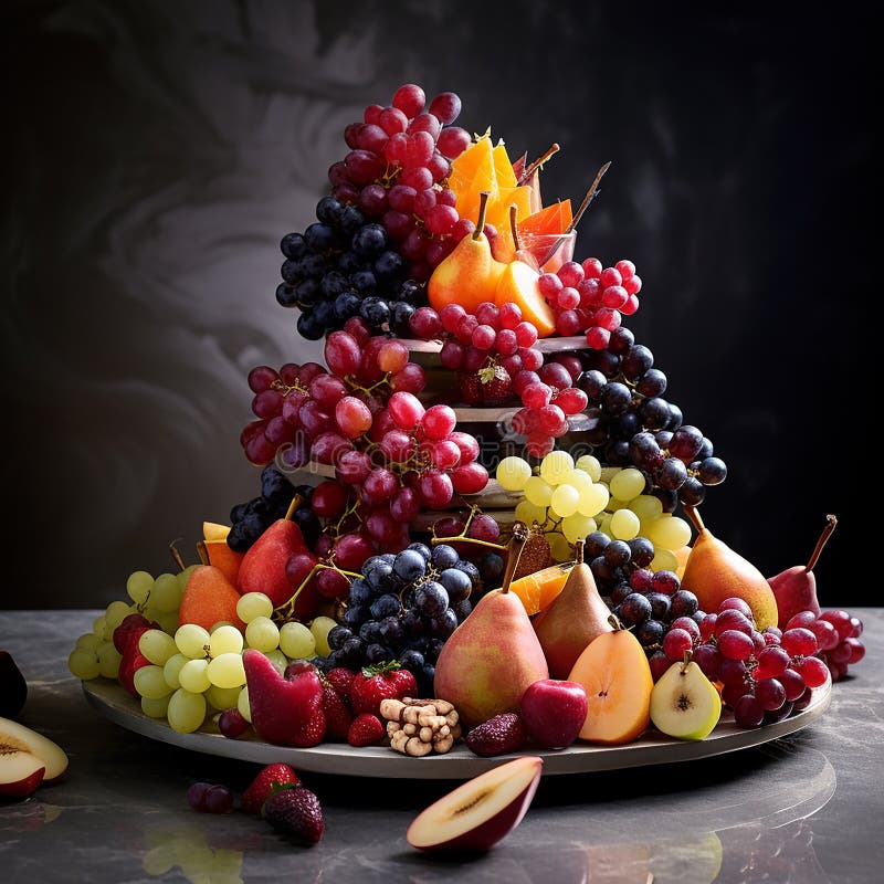 An Array of Fruits Piled Up on Display with Studio Lighting Style ...