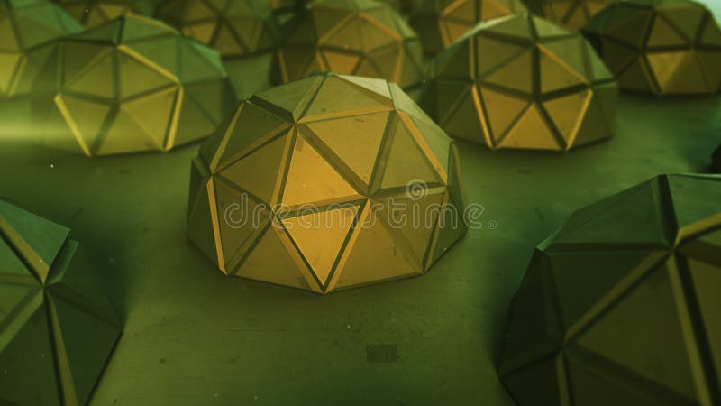 Array of Futuristic Green Shapes Abstract 3D Render Stock Illustration ...