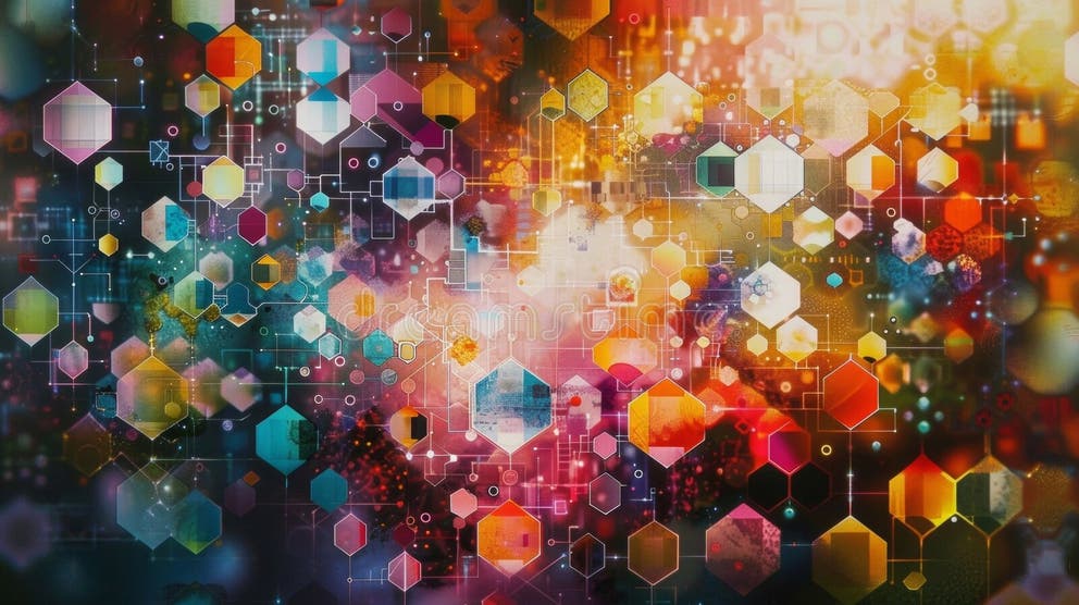 An Array of Geometric Shapes in Various Sizes and Hues All Arranged in ...