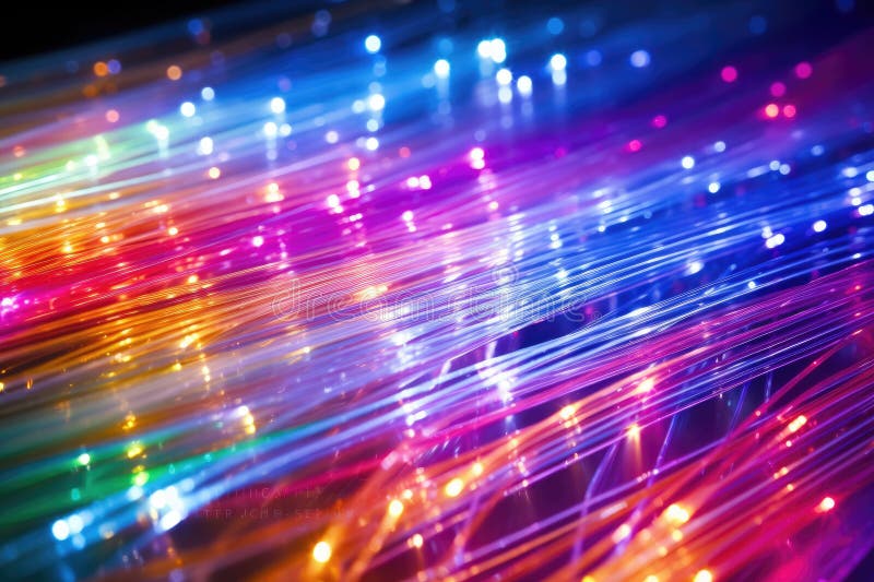 Array of Glowing Fiber Optic Strands Stock Image - Image of generated ...