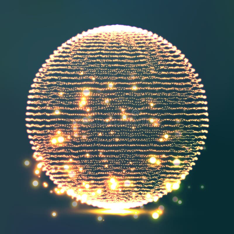 Array of Glowing Points in Form of Distorted Surface. Abstract Colorful ...