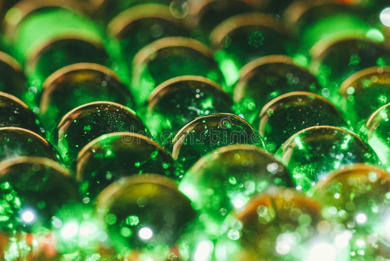 An Array of Green Glass Balls Covered with Dirt and Dust and Chips from ...