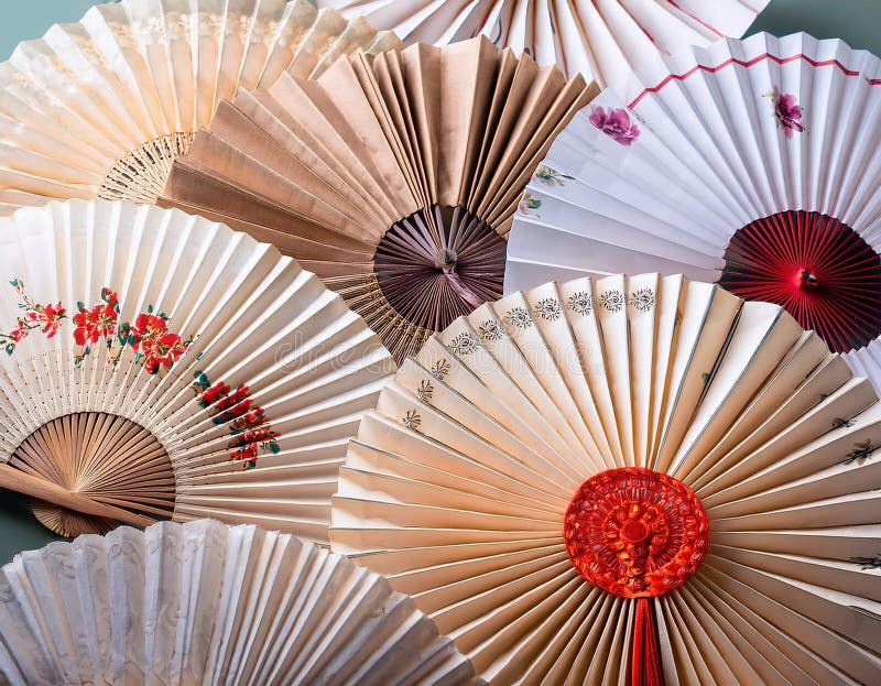 An Array of Hand-painted Fans Showcasing Traditional Lunar New Year ...