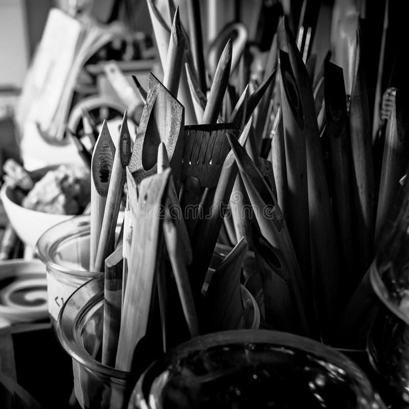 An Array of Handmade Calligraphy Pens and Other Tools in an Art Studio ...