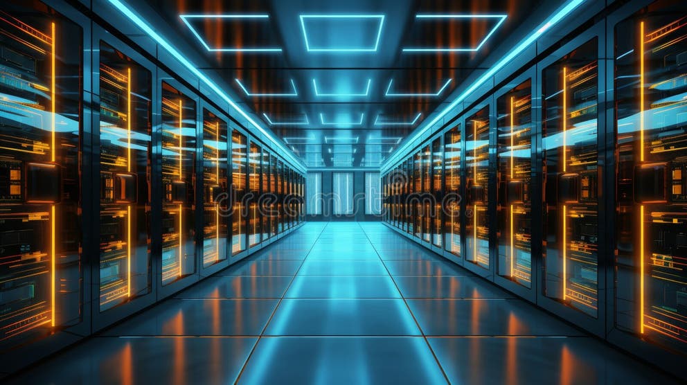 Array of Hard Drives in Data Storage Cluster within Server Room for ...