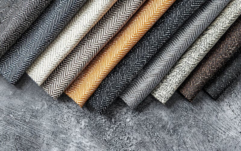 An Array of Herringbone Patterned Fabric Swatches Arranged Neatly on a ...
