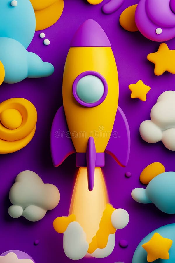 An Array of High-quality 3D Icons, Prominently Featuring a Cute Rocket ...