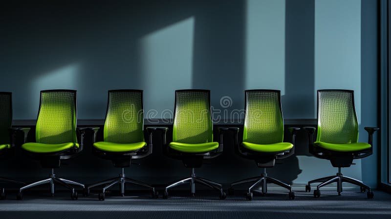 Array of Identical Black Office Chairs in Modern Workspace during ...