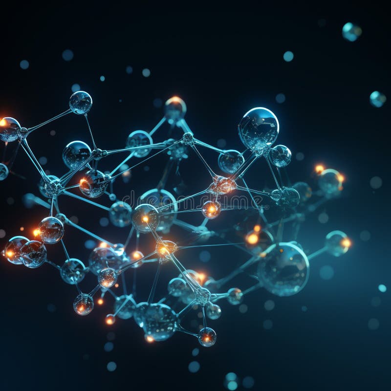 An Array of Interconnected Translucent Spheres Linked by Thin Lines ...