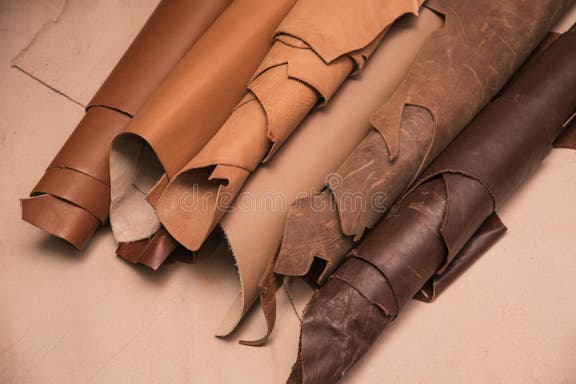 Array of Leather Fabric Samples in Different Shades Neatly Placed on a ...