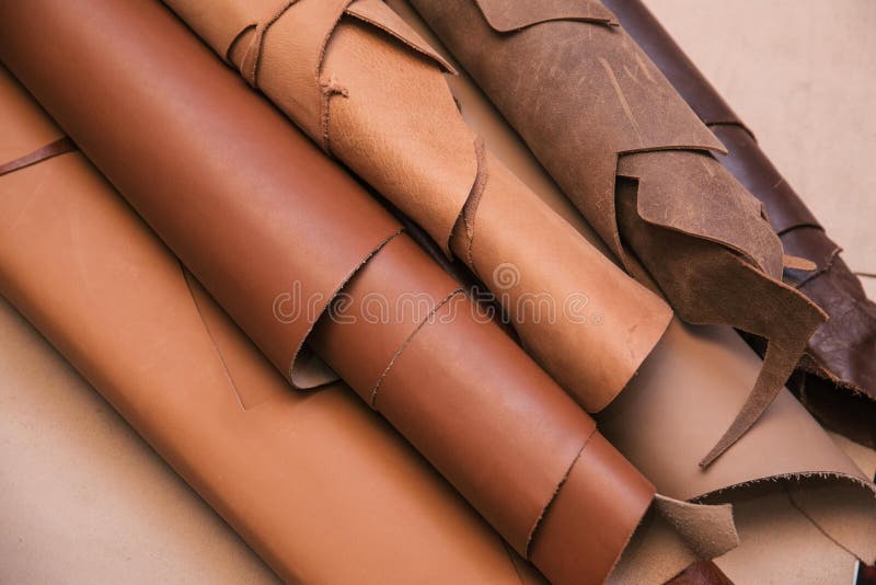 Array of Leather Fabric Samples in Different Shades Neatly Placed on a ...