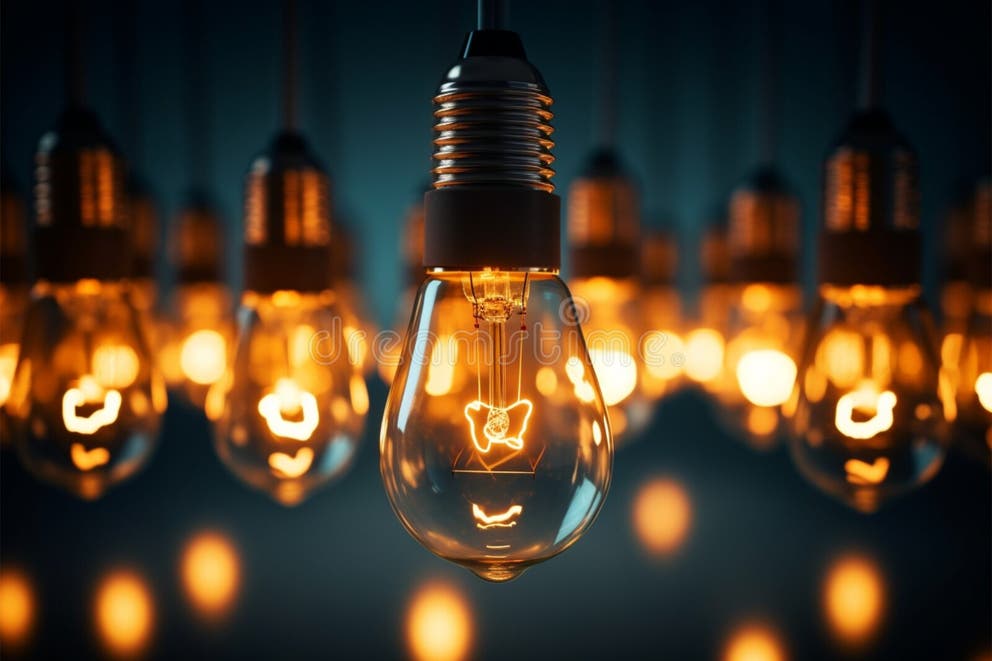 Array of Light Bulbs Creates a Dazzling Collective Illumination Stock ...