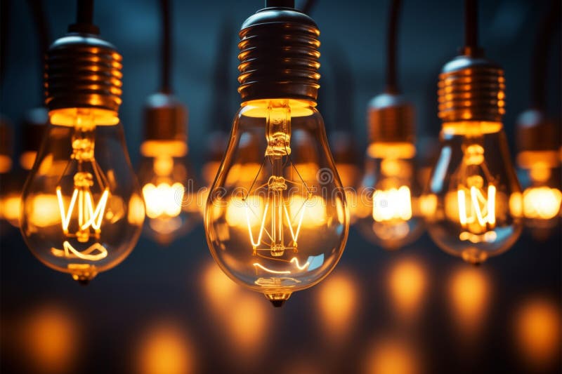 Array of Light Bulbs Creates a Dazzling Collective Illumination Stock ...