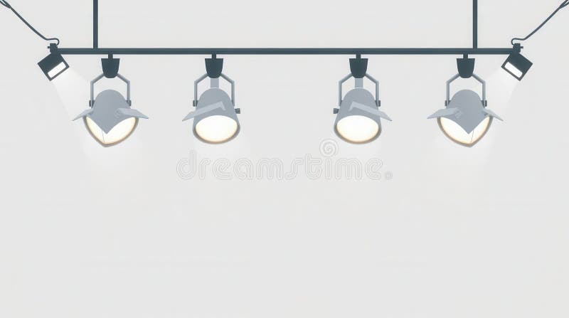 Array of Lighting Fixtures with Spotlights Emanating Light Against a ...