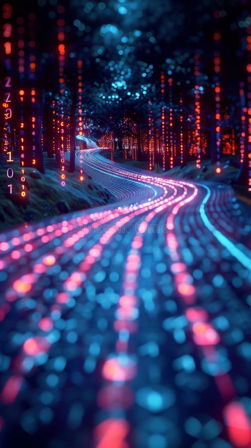 Array of Lights in the Darkness Stock Image - Image of generative ...