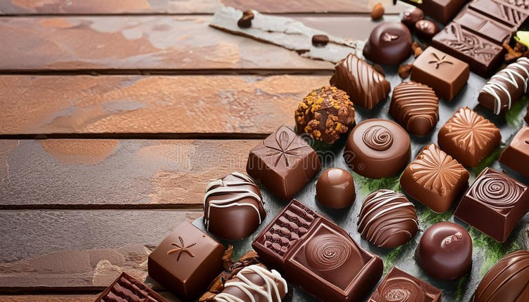 Array of Luxurious Chocolate Confections on Sea Shore Stock Photo ...
