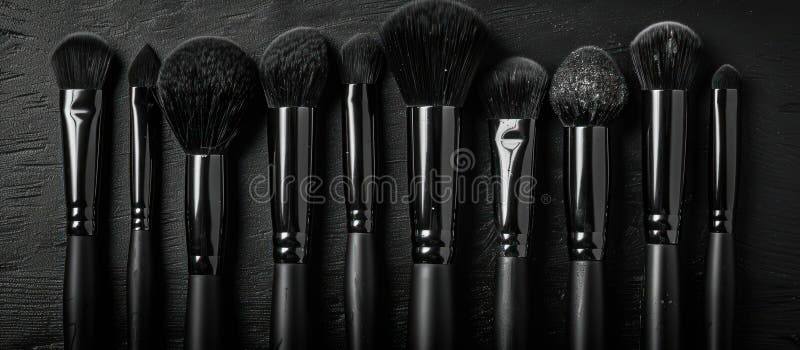 Array of Makeup Brushes in Line Stock Photo - Image of store, blending ...