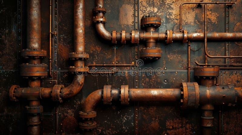 Array of Metal Pipes on the Side of a Building Stock Photo - Image of ...