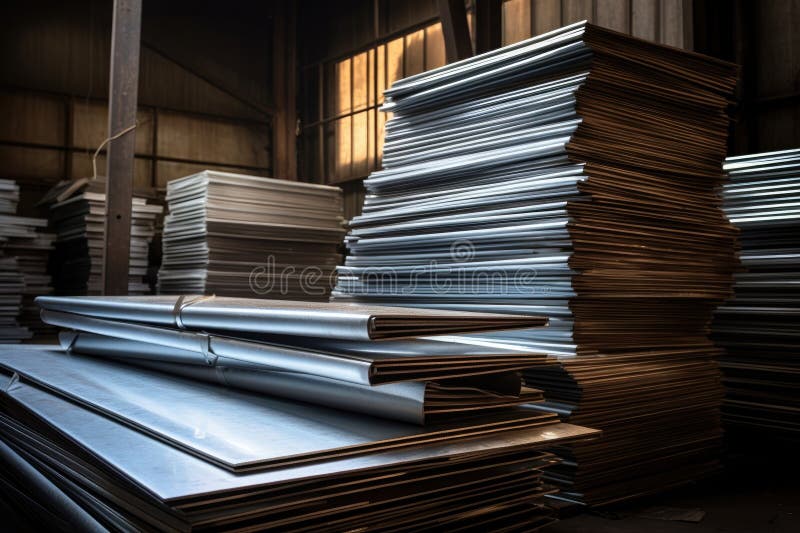 An Array of Metal Sheets Stacked in a Manufacturing Unit Stock ...