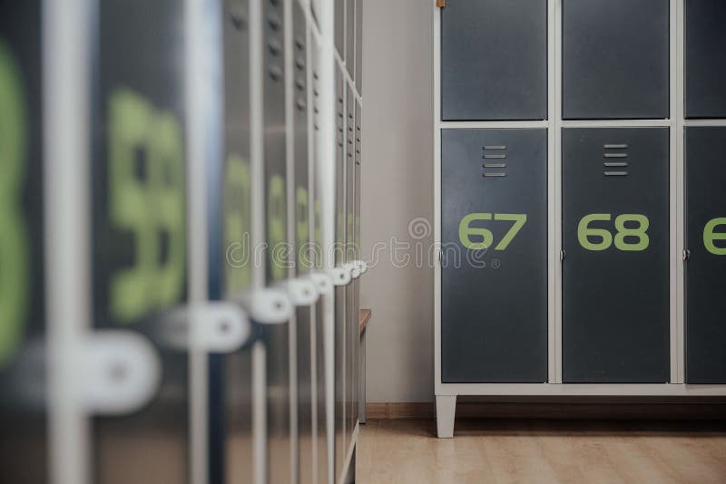 Array of Metal Storage Lockers Positioned Side by Side on a Hard ...