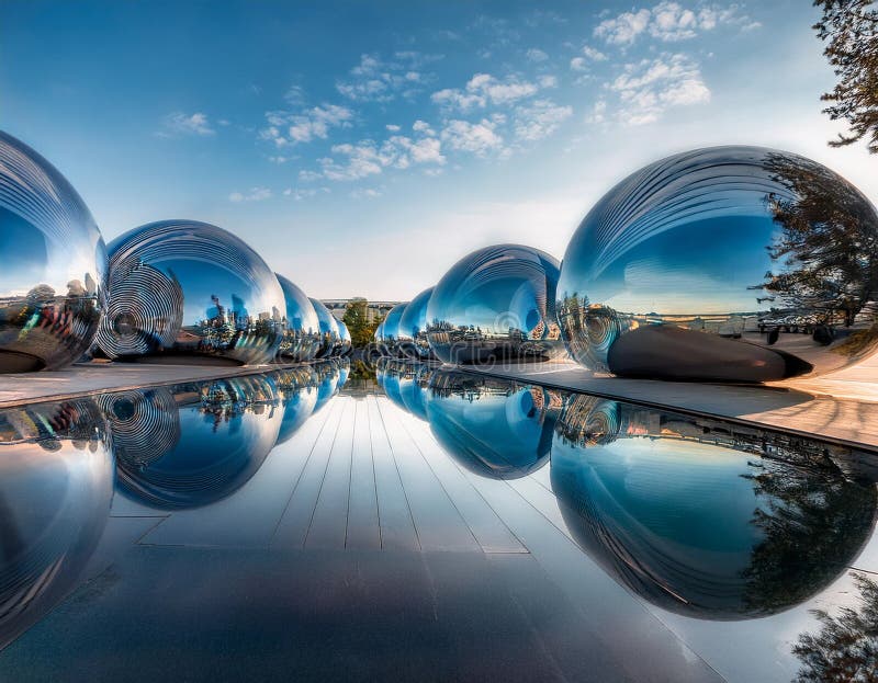 An Array of Mirror Installations Shaped Like Eyes Reflecting the ...