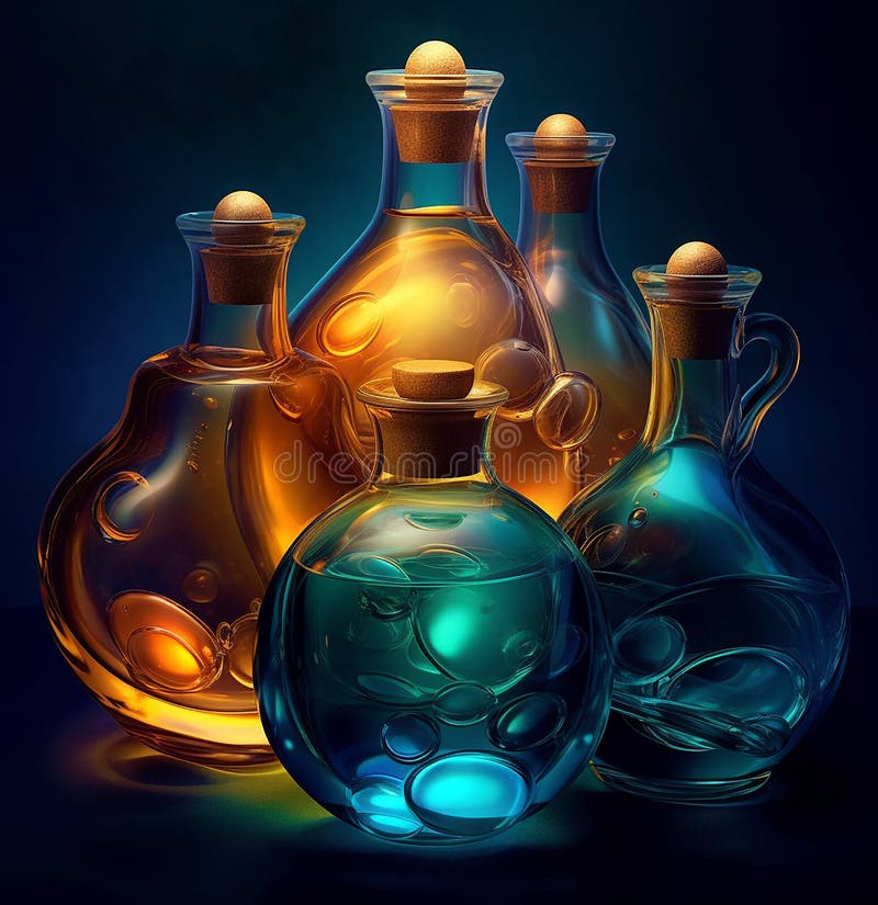 An Array of Multi Colored Glass Bottles. Created Using Ai Generative ...