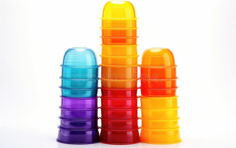 Array of Multicolored Plastic Cups for Stacking Game -Generative Ai Stock Illustration ...