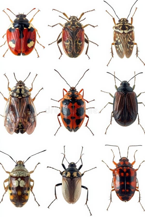 Diverse Insect Collection: Display of Nine Unique Insects, Showing a ...